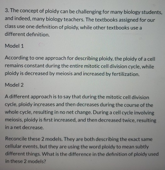 Solved 3. The concept of ploidy can be challenging for many | Chegg.com