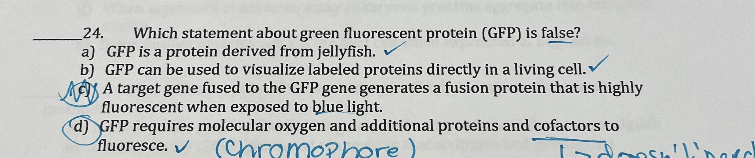 Solved Which statement about green fluorescent protein (GFP) | Chegg.com