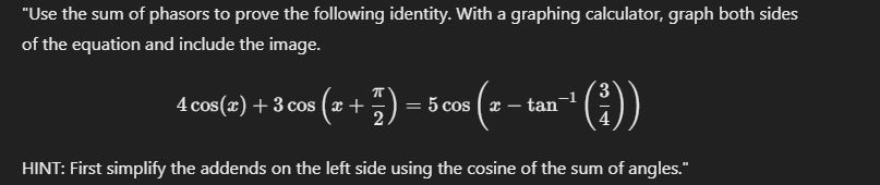 Solved "Use the sum of phasors to prove the following | Chegg.com