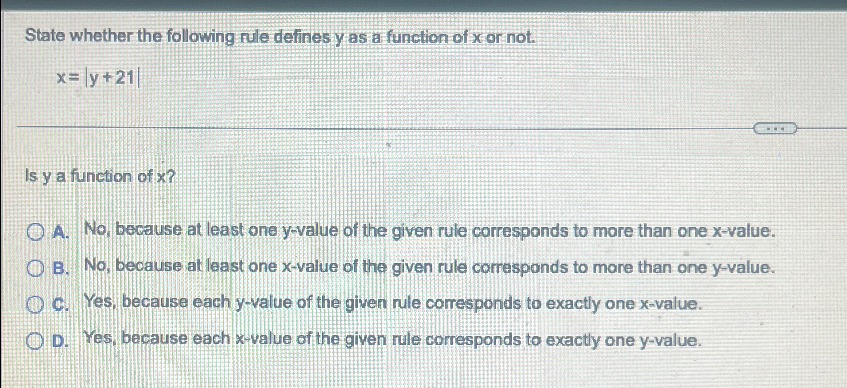 Solved State whether the following rule defines y ﻿as a | Chegg.com