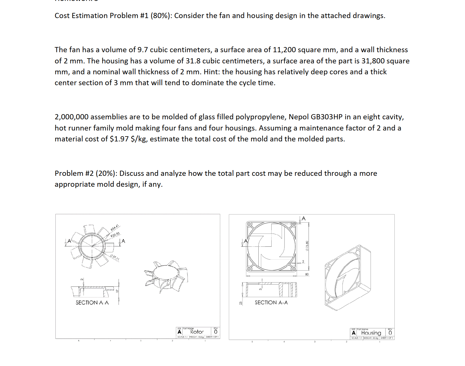 Solved Cost Estimation Problem #1 (80%): Consider the fan | Chegg.com