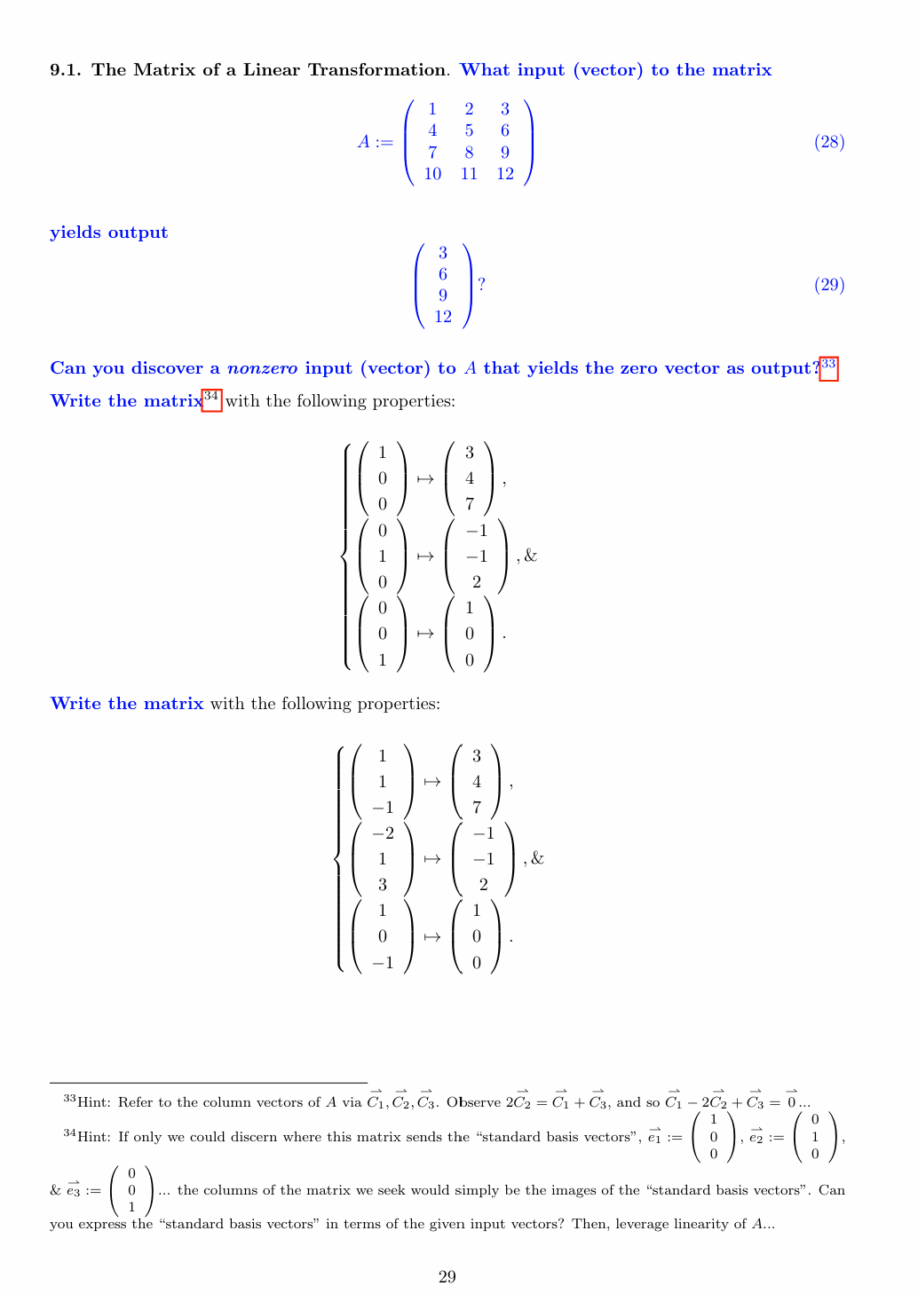 Solved 9.1. ﻿The Matrix of ﻿a Linear Transformation. What | Chegg.com