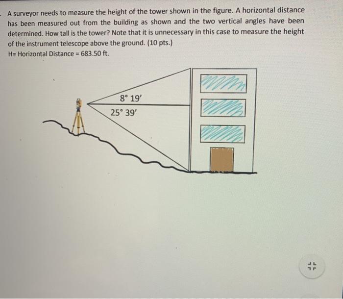Solved - A surveyor needs to measure the height of the tower | Chegg.com