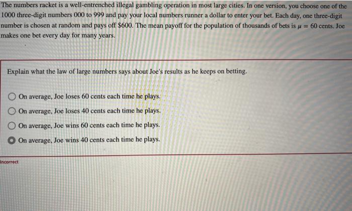 Solved The numbers racket is a well-entrenched illegal | Chegg.com