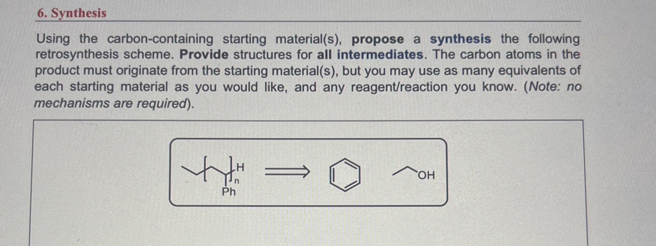 Retro SynthesisUsing the carbon-containing starting | Chegg.com