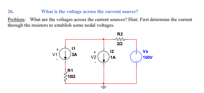 Solved What is the voltage across the current | Chegg.com