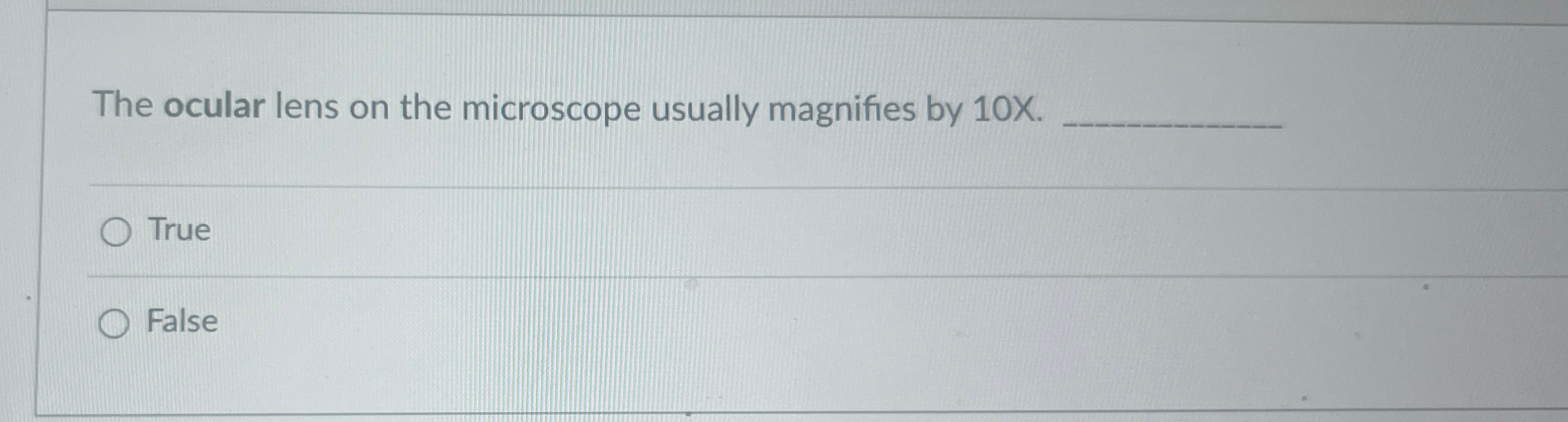 Solved The ocular lens on the microscope usually magnifies | Chegg.com