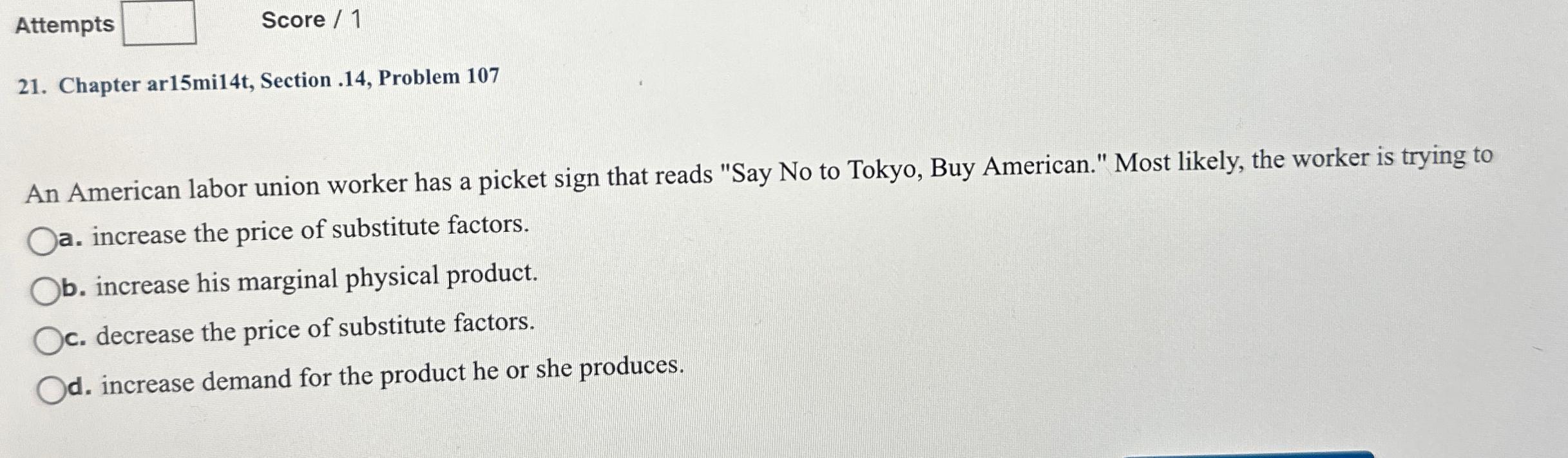 Solved AttemptsScore / 121. ﻿Chapter ar15mi14t, ﻿Section | Chegg.com