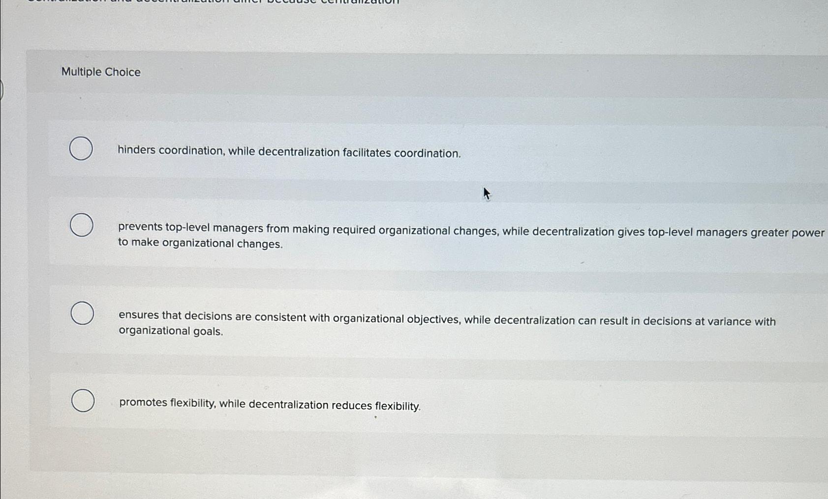 Solved Multiple Choicehinders coordination, while | Chegg.com