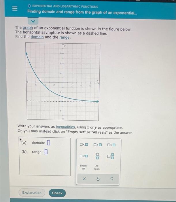 Solved = O EXPONENTIAL AND LOGARITHMIC FUNCTIONS Finding | Chegg.com