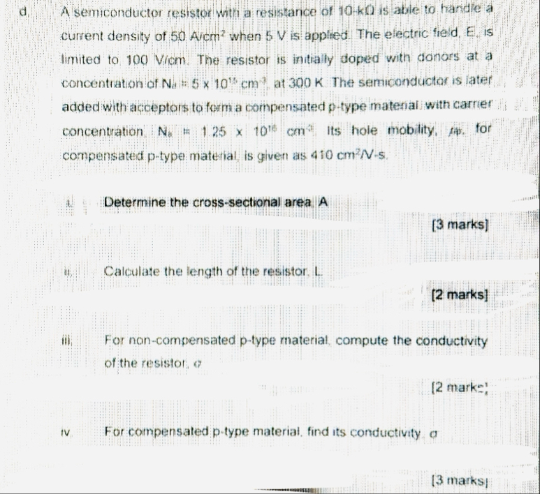 Solved d A semiconductor resistor with a resistance of 10-kO | Chegg.com