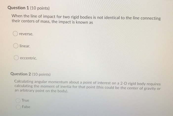 Solved Question 1 (10 points) When the line of impact for | Chegg.com