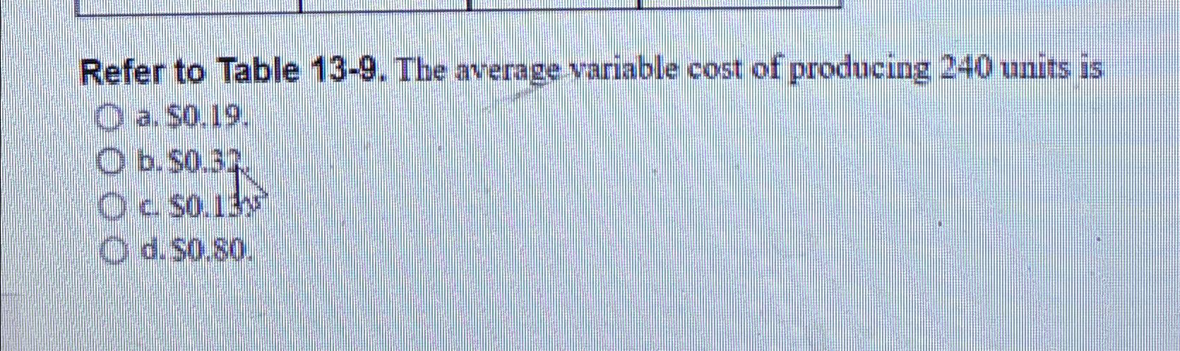 Solved Refer to Table 13-9. The average variable cost of | Chegg.com