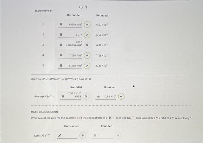 Solved AVERAGE RATE CONSTANT OF BOTH SET A AND SET B Rounded | Chegg.com
