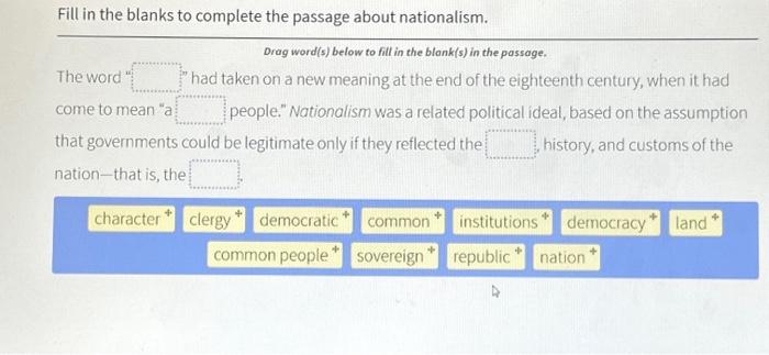 Fill in the blanks to complete the passage about | Chegg.com