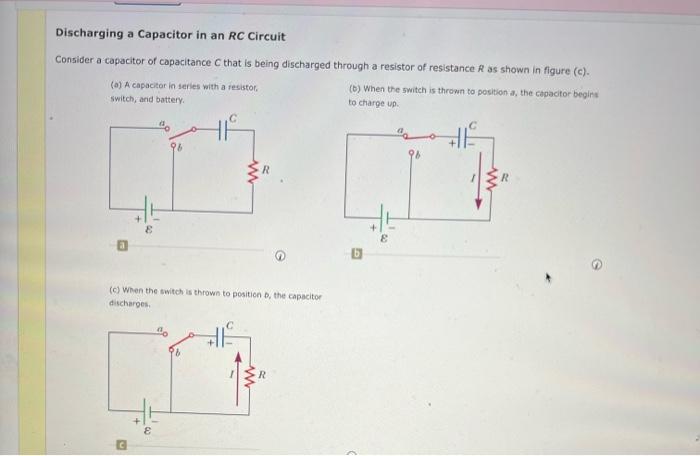 Solved Discharging a Capacitor in an RC Circuit Consider a | Chegg.com