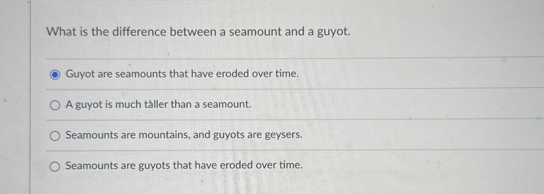 Solved What is the difference between a seamount and a | Chegg.com