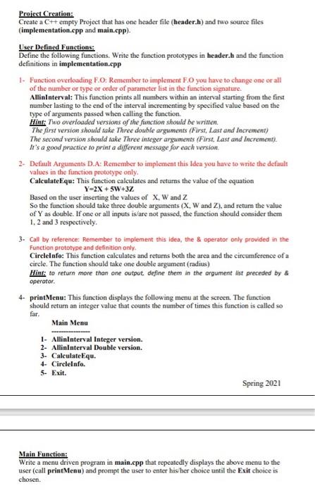 Solved Project Creation: Create a Ctt empty Project that has | Chegg.com