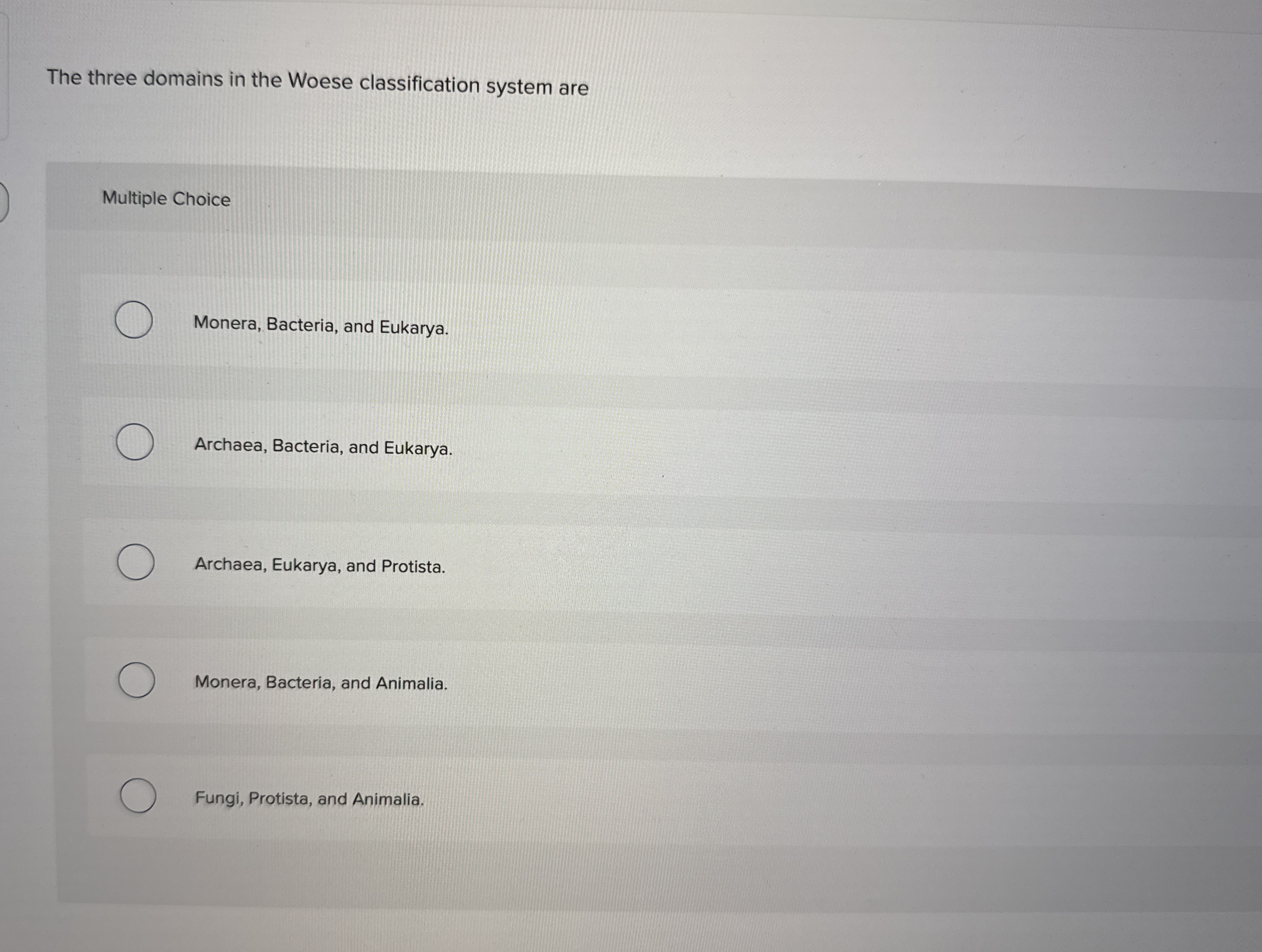 Solved The three domains in the Woese classification system | Chegg.com