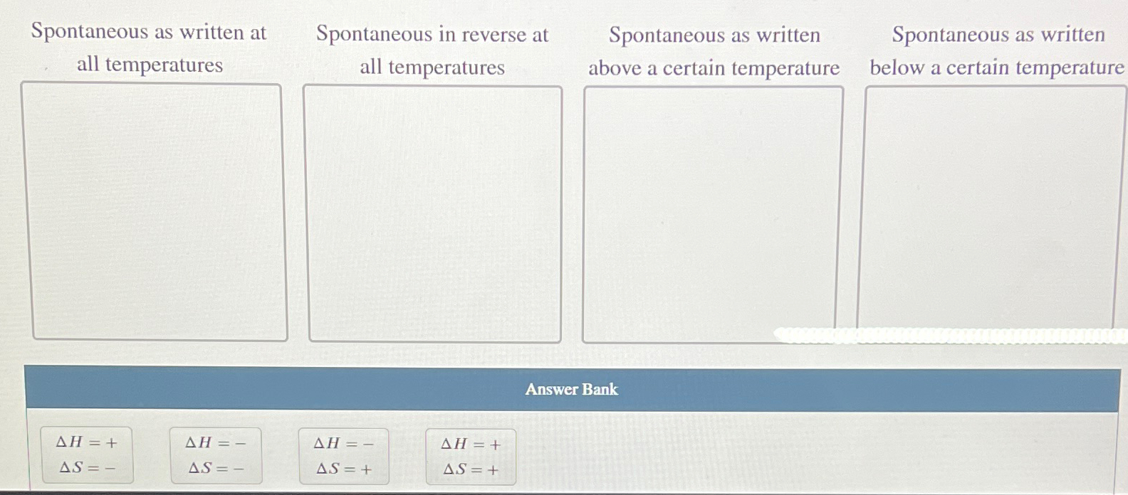 Solved Spontaneous as written at all temperaturesSpontaneous | Chegg.com