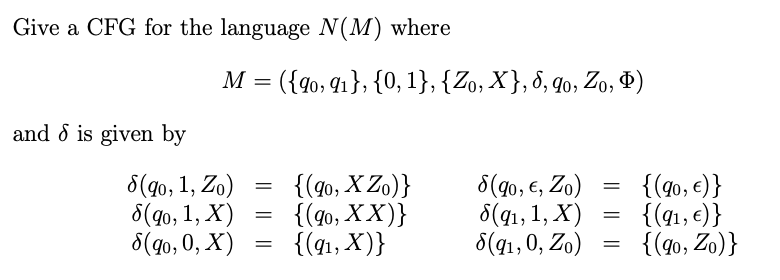 Solved Give a CFG for the language N(M) | Chegg.com