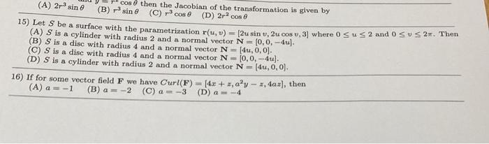 Solved 15) Let S be a surface with the parametrization | Chegg.com