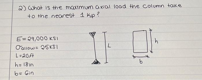 Solved What is the maximum axial load the column can take to | Chegg.com