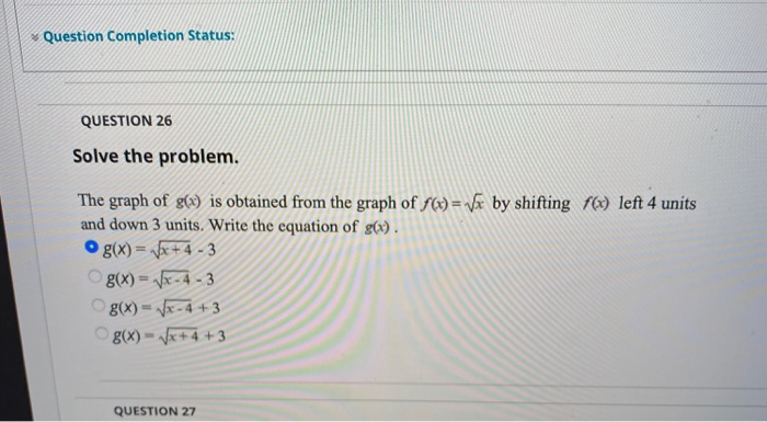 Solved Question Completion Status: QUESTION 26 Solve the | Chegg.com