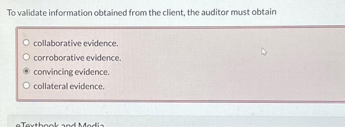 Solved To validate information obtained from the client, the | Chegg.com