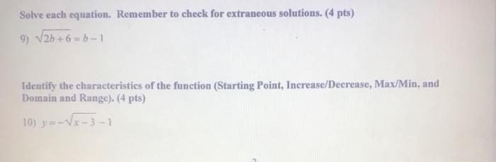 Solved Solve each equation. Remember to check for extraneous | Chegg.com