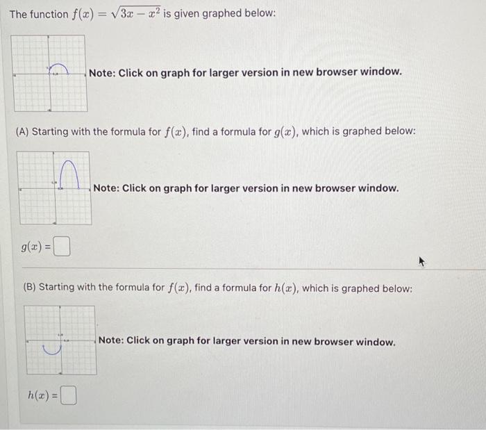 Solved The function f(x)=3x−x2 is given graphed below: Note: | Chegg.com