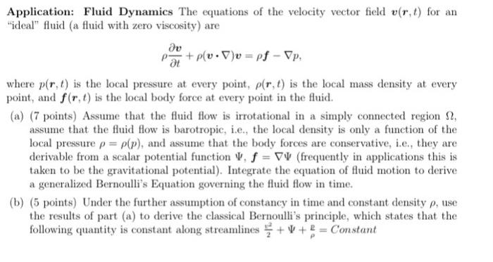 Solved Application: Fluid Dynamics The equations of the | Chegg.com