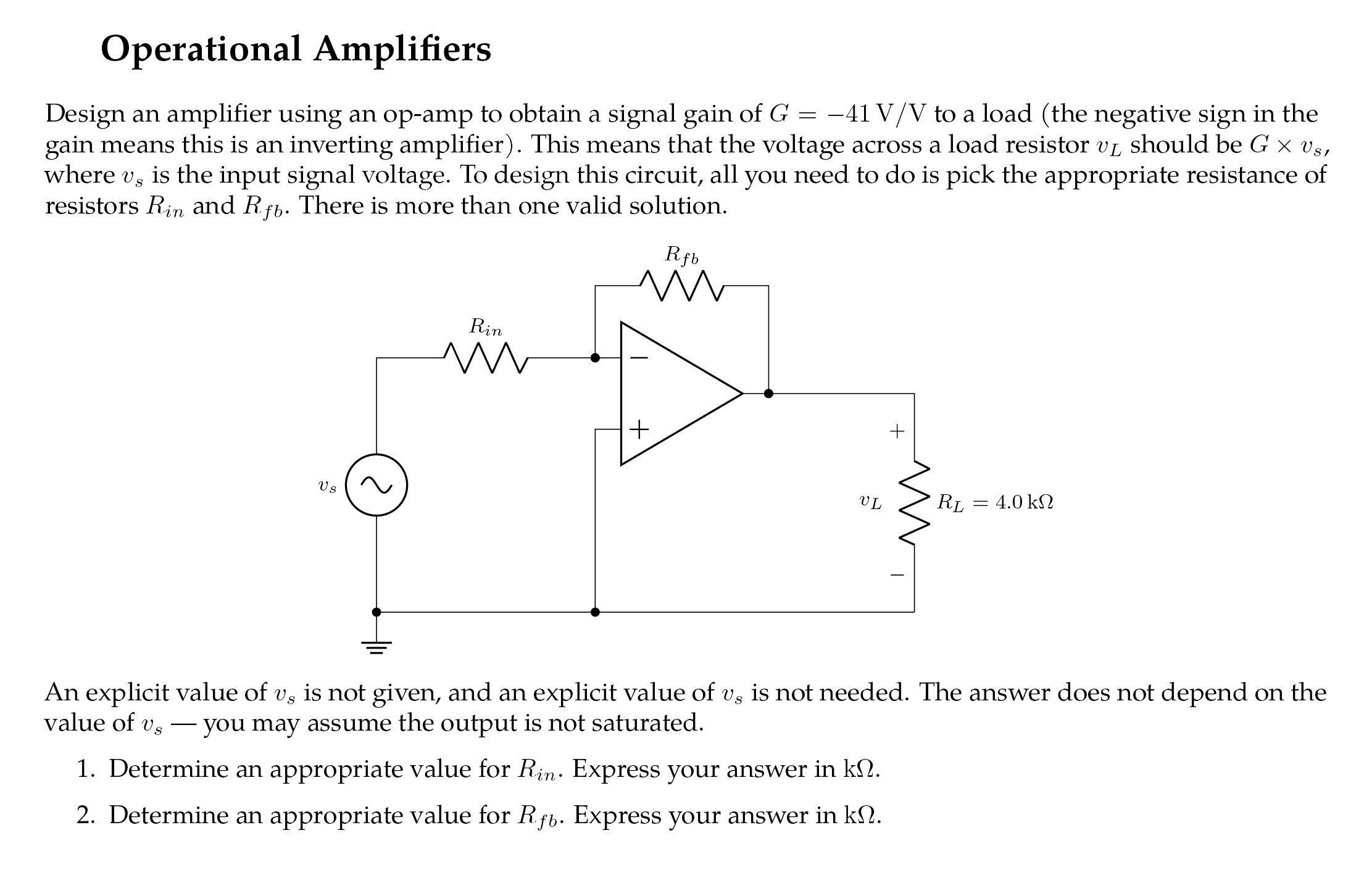 Solved Operational AmplifiersOperational AmplifiersDesign an | Chegg.com