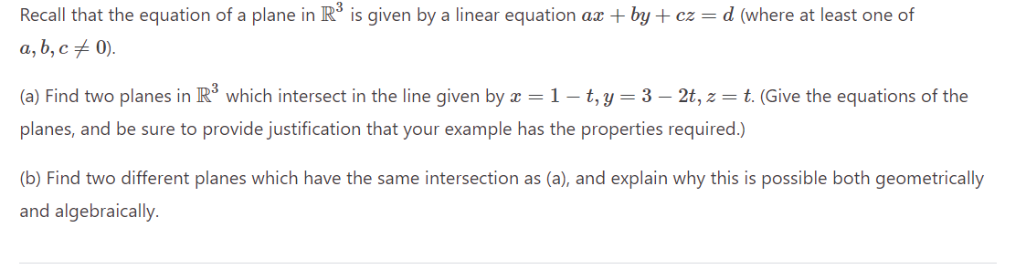 Recall that the equation of a plane in R3 ﻿is given | Chegg.com