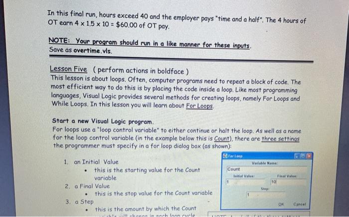 4. Visual Logic - Lessons 5 and 6 Complete Lessons 5 | Chegg.com