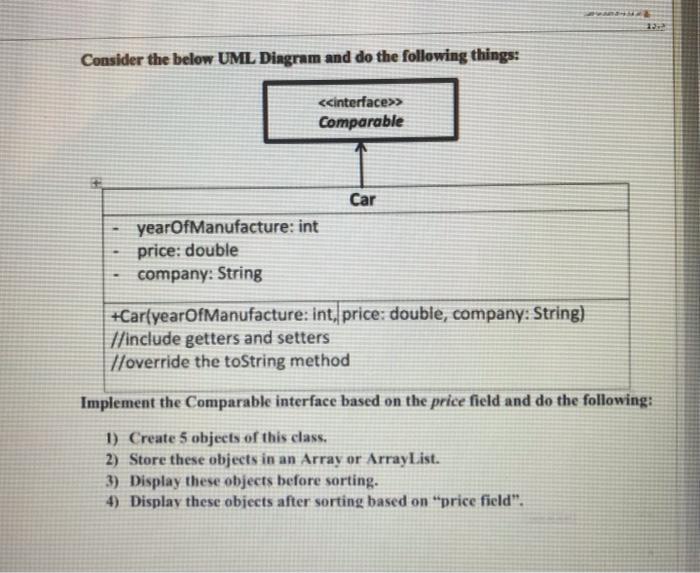 Solved 13 Consider the below UML Diagram and do the | Chegg.com