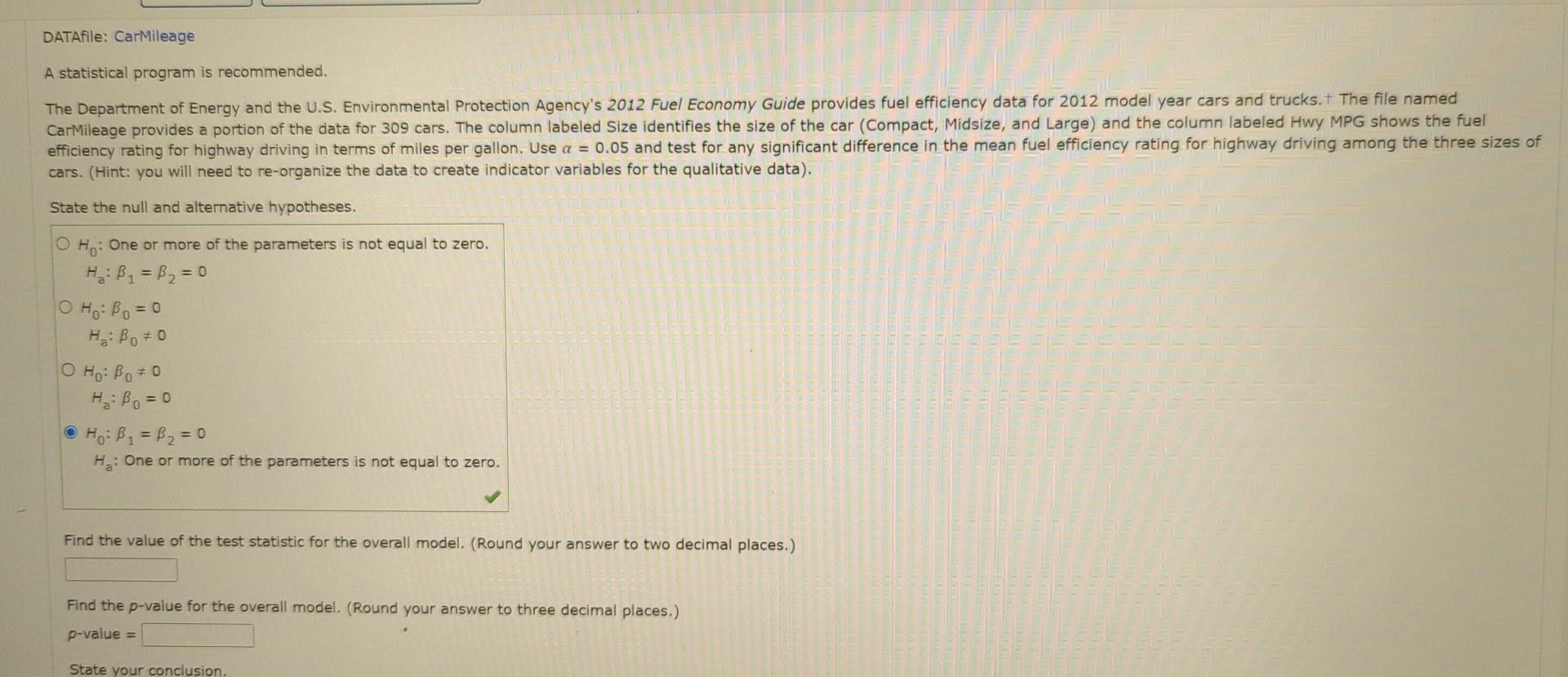 A statistical program is recommended. cars. (Hint: | Chegg.com