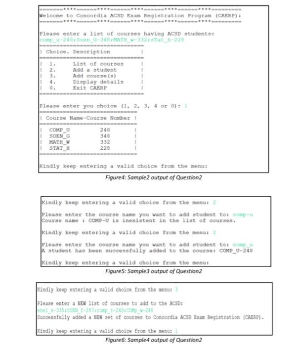 Solved Questions H2: Simple Exam Registration Program (8pts) | Chegg.com