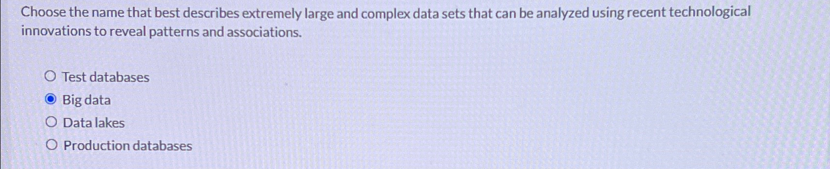 Solved Choose the name that best describes extremely large | Chegg.com