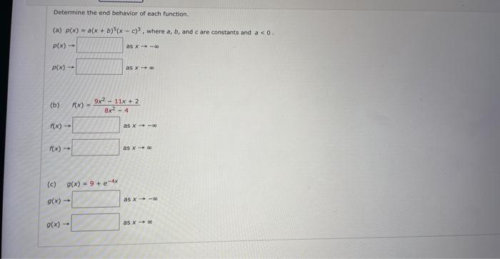 Solved Determine the end behavior of each function. (a) | Chegg.com