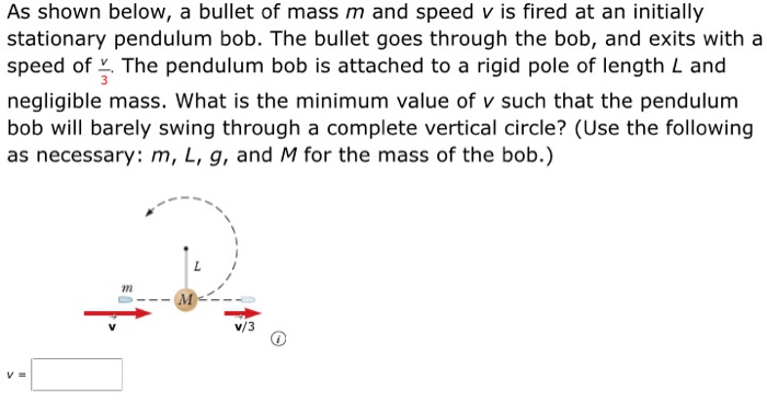 Solved As shown below, a bullet of mass m and speed v is | Chegg.com