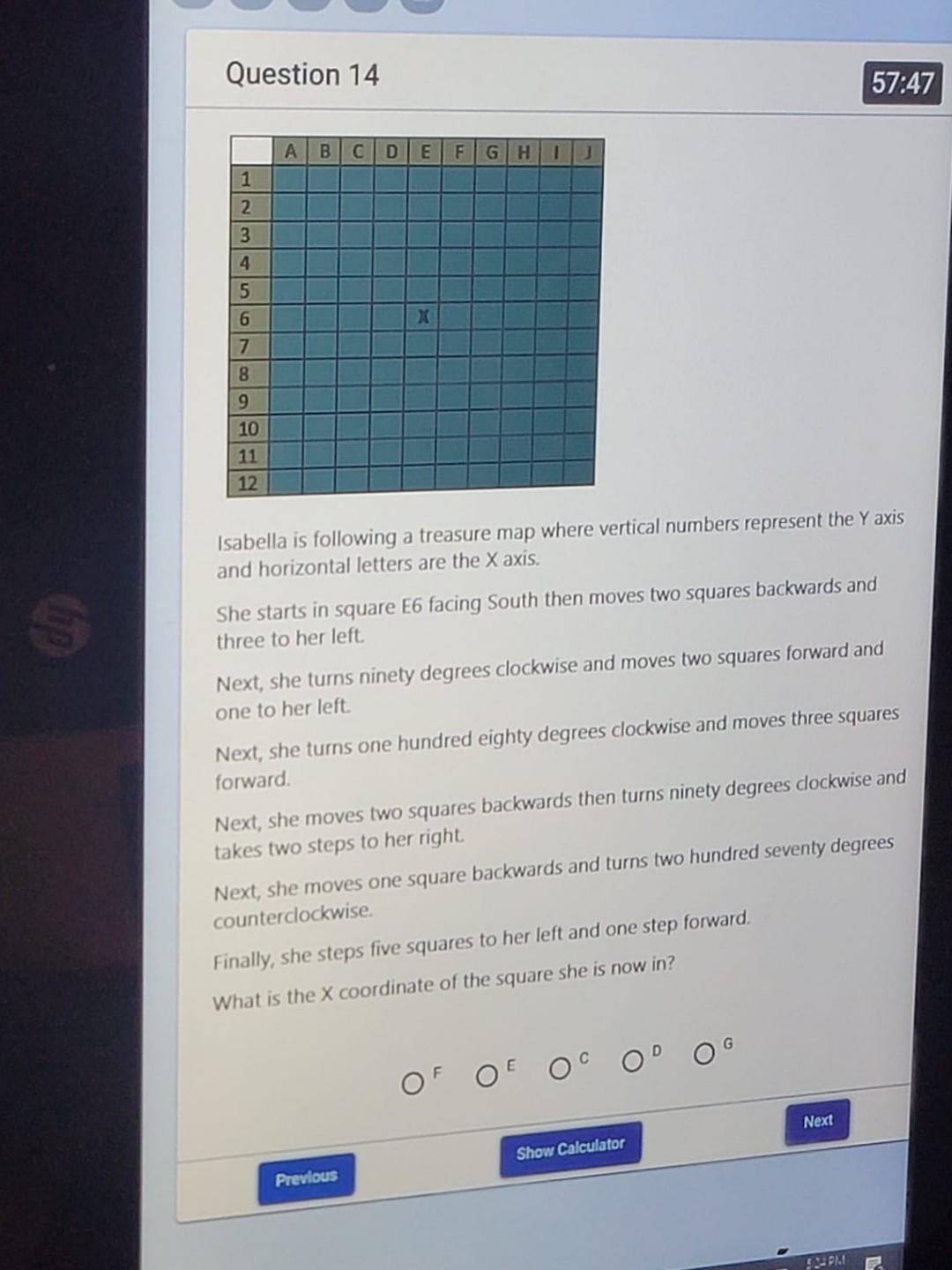 Solved Question 14 Isabella is following a treasure map | Chegg.com