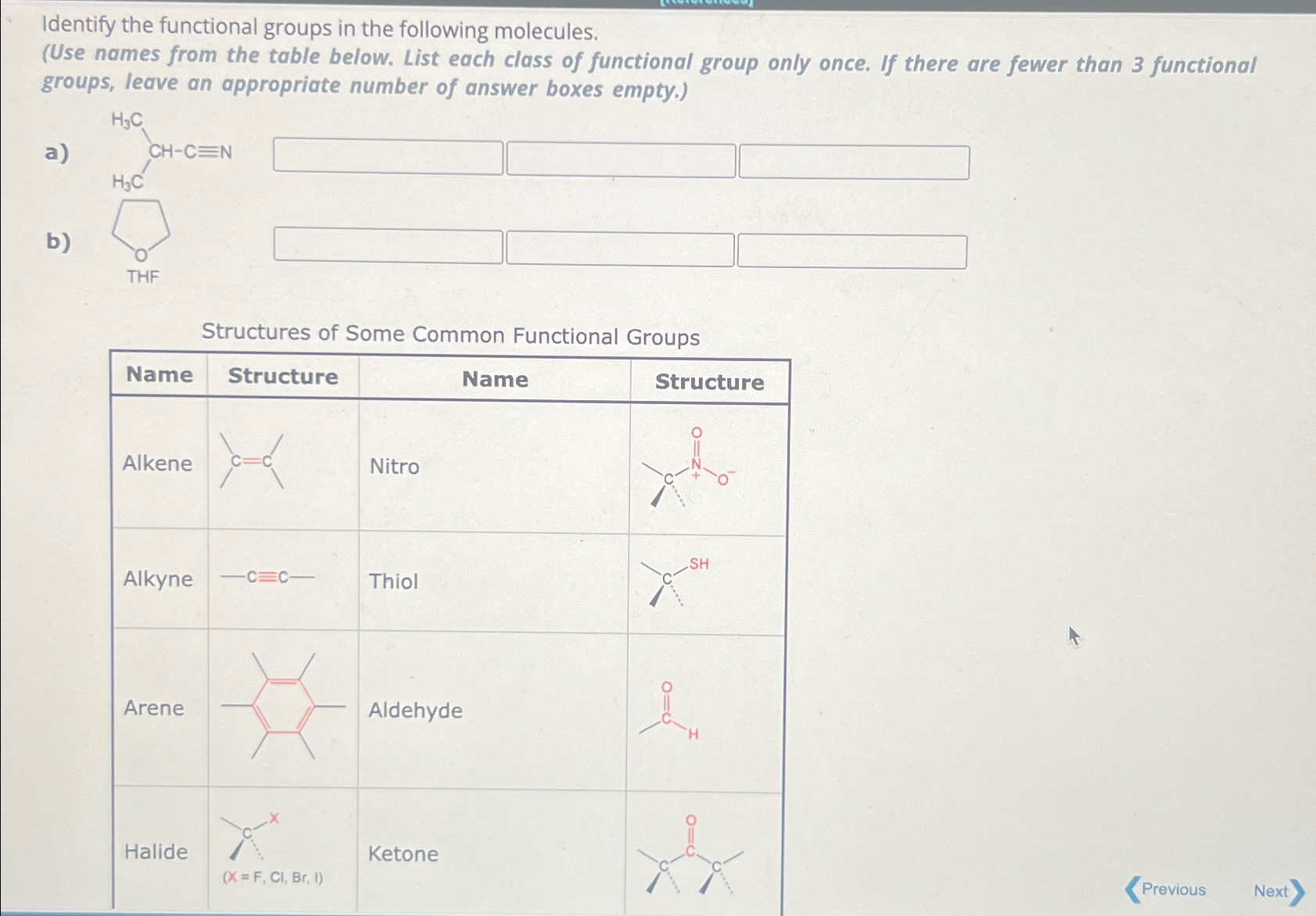 Solved Identify the functional groups in the following | Chegg.com