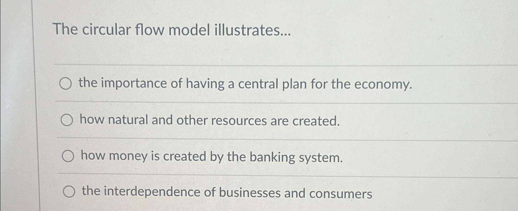 Solved The circular flow model illustrates...the importance | Chegg.com