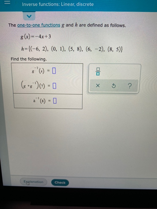Solved Inverse functions: Linear, discrete The one-to-one | Chegg.com