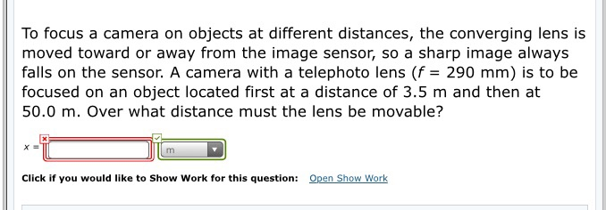 Solved To focus a camera on objects at different distances, | Chegg.com
