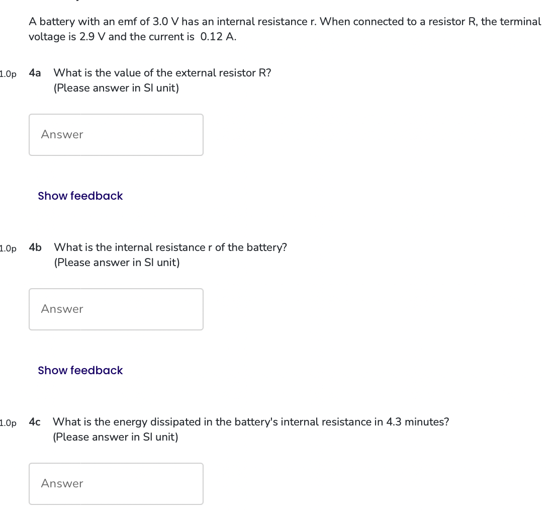 Solved A battery with an emf of 3.0V ﻿has an internal | Chegg.com