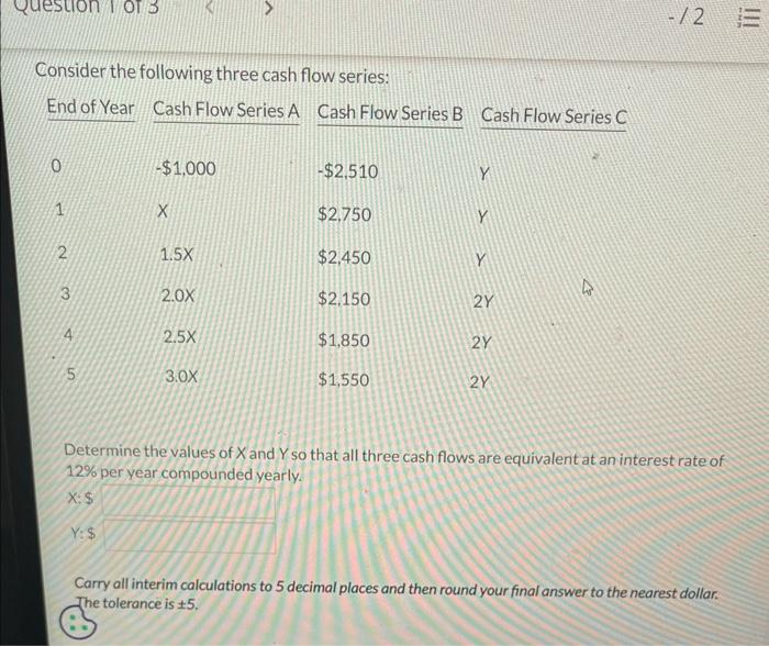 Solved Consider the following three cash flow series: | Chegg.com