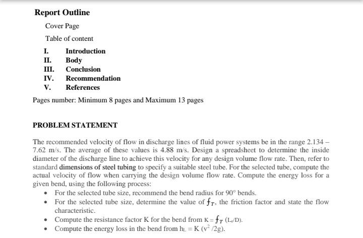 Solved Report Outline Cover Page Table of content I. | Chegg.com