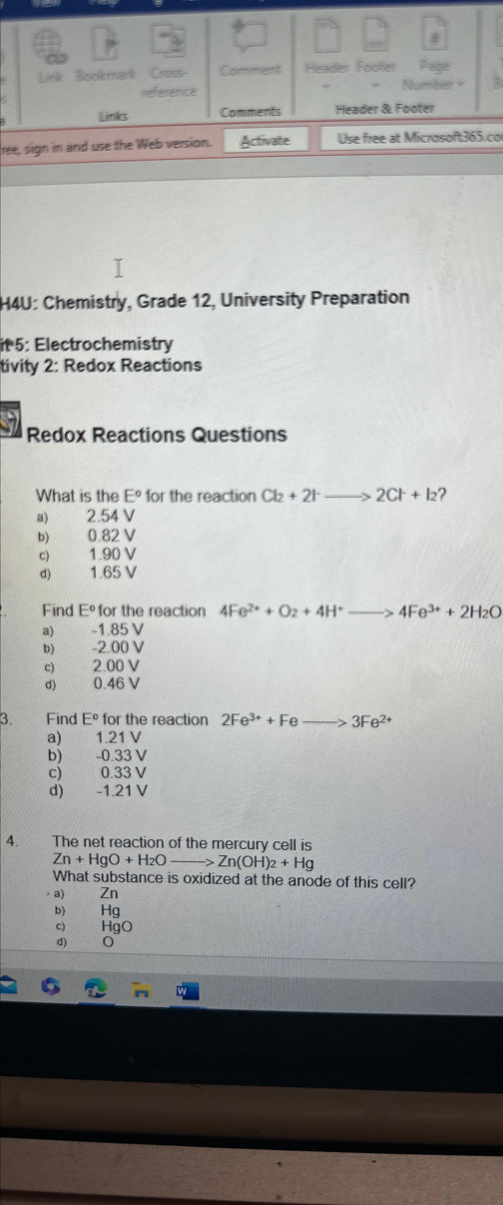 Solved H4U: Chemistry, Grade 12, ﻿University Preparationit | Chegg.com